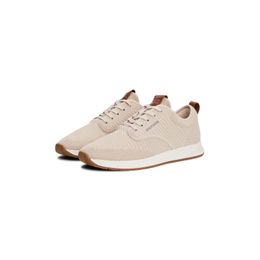 Sneaker Tommy Hilfiger "NEWPORT 3D PREMIUM KNIT", Herren, Gr. 43, beige, Textil, unifarben, Schuhe, Halbschuh, Schnürer, Freizeitschuh mit Kontrast-Logoaufnäher