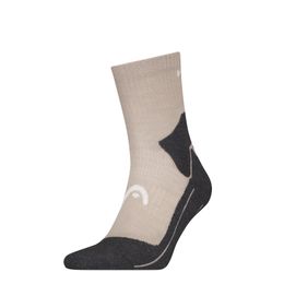 Wandersocken Head "Head HIKING WARM SHORT CREW 1P", Damen, Gr. 43-46, grau (taupe), Obermaterial: 43% Polyamid, 37% Wolle, 18% Polyester, 2% Elasthan, normal, Socken, Zonenpolsterung für zusätzlichen Komfort