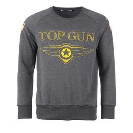 Sweater Top Gun "Dell TG20193011", Herren, Gr. 50M, grau (anthrazit), Obermaterial: 65% Baumwolle, 35% Polyester, Sweatshirts Sweater