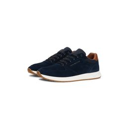 Sneaker Tommy Hilfiger "PREMIUM SUEDE HYBRID", Herren, Gr. 41, bunt (dunkelblau, braun), Glattleder, Textil, Veloursleder, unifarben mit Farbeinsatz, Sportlich, Schuhe, Freizeitschuh, Halbschuh, Schnürschuh, weiche Schaftrand-Polsterung