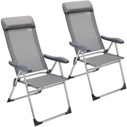 Casaria Gartenstuhl 2er-Set Grau Alu klappbar