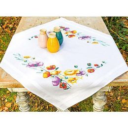 Stickmitteldecke "Mohnblumen bunt"