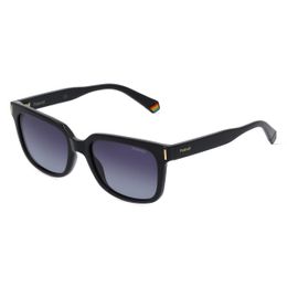 Polaroid PLD 6191/S | Unisex-Sonnenbrille | Fassung: Vollrand, Quadratisch, Kunststoff, Schwarz Gl&auml;nzend | Glasfarbe: Grau Verlaufend