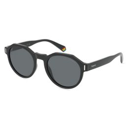 Polaroid PLD 6207/S | Unisex-Sonnenbrille | Fassung: Vollrand, Geometrisch, Kunststoff, Schwarz | Glasfarbe: Grau