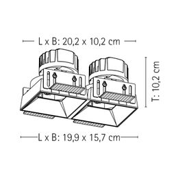 prediger.base p.116.101QM2 LED Decken-Einbau-Strahler Trimless W/DTW/2x 764/35&deg;/CRI90