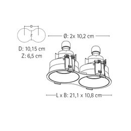 prediger.base p.116.101RM2 GU10 Decken-Einbau-Strahler BGo/Glas