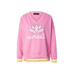 miss goodlife Sweatshirt 'Namast&eacute;' Damen Gr&ouml;&szlig;e XL neongelb / neonorange / rosa / wei&szlig;