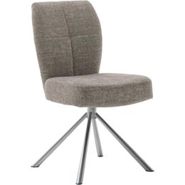 MCA furniture Esszimmerstuhl »KEA« () (2er-Set), 360°, Taschenfederkern, belastbar 120 kg, Sitzhöhe ca. 50 cm cappuccino + Edelstahl gebürstet
