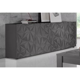 Inosign Sideboard »Prisma Breite 241, Kommode 4 Türen, Anrichte« Front mit elegantem Siebdruck, grifflos, viel Stauraum anthrazit Hochglanz...