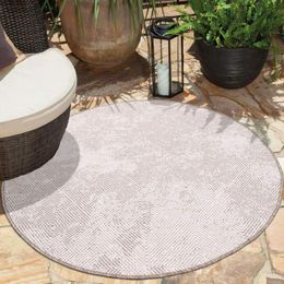 Carpet City Outdoorteppich &raquo;DUO RUG 5845&laquo; rund 5 mm H&ouml;he Wendeteppich Wetterfest In- & Outdoor, Balkon, Terrasse, Wohnzimmer Creme Obermaterial:...