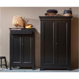 Woood Garderobenschrank &raquo;Isabel&laquo; mit 4 Fachb&ouml;den, H 191 cm x B 118 cm schwarz Holzwerkstoff