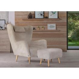 Home Affaire Sessel &raquo;Telford auch in Fellimitat, Sessel B/T/H: 77/92/106 cm&laquo; wahlweise mit und ohne Hocker, in vielen Bezugsqualit&auml;ten, Ohrensessel 
