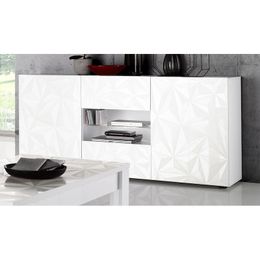 Inosign Sideboard »Prisma Breite 181, Kommode 2 Türen, 2 Schubkästen, Anrichte« Front mit elegantem Siebdruck, grifflos, viel Stauraum weiß...