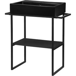 Welltime Waschtisch &raquo;Stockholm&laquo; Badm&ouml;bel Metalloptik inkl. Becken, Breite 60 cm Waschplatz schwarz
