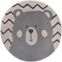 Hanse Home Kinderteppich »Adventures Bear« rund 8 mm Höhe Spielteppich, fest, Kinderzimmer, Kurzflor, Spielunterlage Creme,Grau Oberfläche: 100%...
