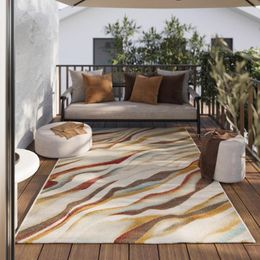 Wecon Home Outdoorteppich &raquo;Creek&laquo; rechteckig 5 mm H&ouml;he L&auml;ufer, f&uuml;r Innen & Au&szlig;en, pflegeleicht, Hoch-Tief Effekt beige,gelb,rot Obermaterial: 100%...