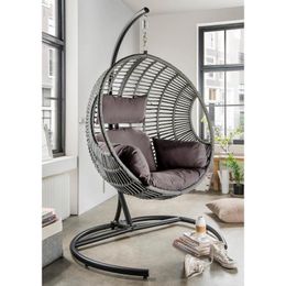 Destiny Hängesessel »COCO DE LUXE II« Stahl, Aluminium, Polyrattan, mit Gestell, inkl. Auflagen grau-meliert Obermaterial: 100% Polyester. Füllung:...