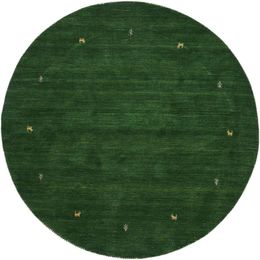 CarpetFine Wollteppich &raquo;Gabbeh Uni&laquo; rund 15 mm H&ouml;he reine Wolle handgewebt, Gabbeh Tiermotiv warmes Raumklima viele Gr&ouml;&szlig;en gr&uuml;n Wolle