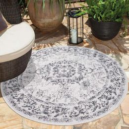 Carpet City Outdoorteppich &raquo;DUO RUG 5577&laquo; rund 5 mm H&ouml;he Wendeteppich Wetterfest In- & Outdoor, Balkon, Terrasse, Wohnzimmer Grau Obermaterial:...