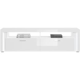 Inosign Lowboard »Viborg, Breite 201 cm, inkl. vertikaler Frontbeleuchtung, 2 Klappen« je 2 offene & geschlossene Fächer, TV-Möbel, TV-Schrank,...
