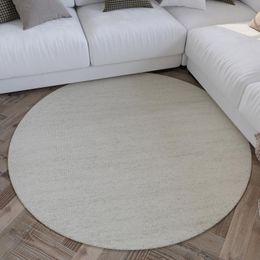 Wecon Home Wollteppich &raquo;Hamptons SIXTEEN&laquo; rund 10 mm H&ouml;he Schurwolle, Kurzflor, Wohnzimmer, Schlafzimmer, elegant, meliert elfenbein Obermaterial:...