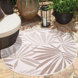Carpet City Outdoorteppich &raquo;DUO RUG 5771&laquo; rund 5 mm H&ouml;he Wendeteppich Wetterfest In- & Outdoor, Balkon, Terrasse, Wohnzimmer Creme Obermaterial:...