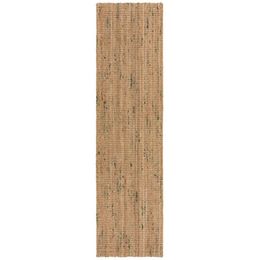 FLAIR RUGS L&auml;ufer &raquo;Jute Boucle&laquo; rechteckig 7 mm H&ouml;he aus 100% Jute, mit Fransen, aus Naturfasern gr&uuml;n Obermaterial: 100% Jute B : 60 cm 1 Stk.