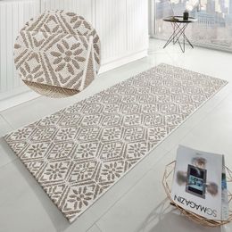 Hanse Home L&auml;ufer &raquo;Creation&laquo; rechteckig 8 mm H&ouml;he Teppichl&auml;ufer, K&uuml;chenl&auml;ufer, Teppich, Waschbar, K&uuml;che, Flur, Rauten beige Obermaterial: 100%...