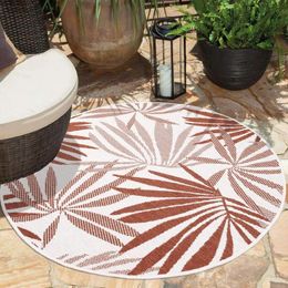 Carpet City Outdoorteppich &raquo;DUO RUG 5771&laquo; rund 5 mm H&ouml;he Wendeteppich Wetterfest In- & Outdoor, Balkon, Terrasse, Wohnzimmer Rot Obermaterial: 100%...