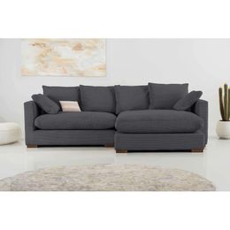 Home Affaire Ecksofa »Coray« Breite 266 cm, extra weich und kuschelig, mit Federn und Daunen grey 100% Polyester