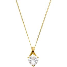 Amor Kette mit Anhänger »Schmuck Geschenk Halskette Herz LIEBE 2014209 Gold 375« mit Zirkonia (synth.) gelbgoldfarben Filigranes Goldkettchen