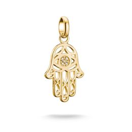 Thomas Sabo Charm-Einhänger »Charm Hamsa des Glücks vergoldet - Connect, CC1243-414-14« mit Zirkonia (synth.) gelbgoldfarben-kristallweiß +...