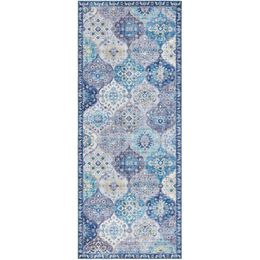ELLE DECORATION Teppich &raquo;Kashmir Ghom&laquo; rechteckig 5 mm H&ouml;he Orientalisch, L&auml;ufer, Kurzflor, Vintage, Wohnzimmer, Schlafzimmer blau Polyester
