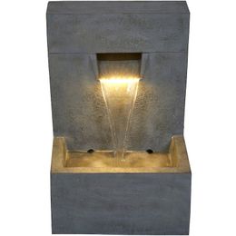 AcquaArte Gartenbrunnen &raquo;Wasserspiel Wasserfall POSADA&laquo; Komplettset mit LED-Beleuchtung, Becken und Pumpe grau Gartenbrunnen