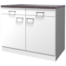 Flex-Well Unterschrank &raquo;Lucca&laquo; (B x H x T) 100 x 85 x 60 cm, f&uuml;r viel Stauraum Wei&szlig; matt / Caledonia Wei&szlig;