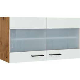 Flex-Well Glash&auml;ngeschrank &raquo;Vintea&laquo; (B x H x T) 100 x 54, 8 x 32 cm, mit Stollenglast&uuml;ren Magnolia matt / Lancelot Oak Lancelot Oak