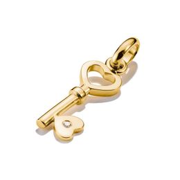 Thomas Sabo Charm Schlüssel »Charm Liebesschlüssel vergoldet - Connect, CC1241-414-14« mit Zirkonia (synth.) gelbgoldfarben-kristallweiß +...