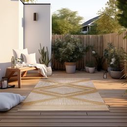ELLE DECORATION Teppich &raquo;Rhombus, In- und Outdoor&laquo; rechteckig 5 mm H&ouml;he Flachgewebe, In-& Outdoor, Modern, Wendeteppich, Balkon, Wohnzimmer gelb 