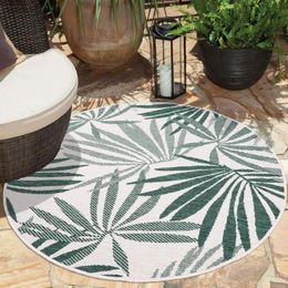 Carpet City Outdoorteppich &raquo;DUO RUG 5771&laquo; rund 5 mm H&ouml;he Wendeteppich Wetterfest In- & Outdoor, Balkon, Terrasse, Wohnzimmer Gr&uuml;n Obermaterial:...