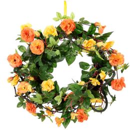 I.GE.A. Kunstkranz &raquo;Wildrosen&laquo; Rosenkranz, T&uuml;rkranz, Rosenbl&uuml;ten orange