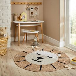 FLAIR RUGS Teppich »Jute Löwe« rund 5 mm Höhe Kinder Naturfaser Teppich natur Obermaterial: 100% Jute Ø 100 cm 1 Stk.