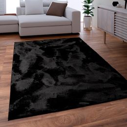 Paco Home Fellteppich &raquo;Kunstfell Soft 380&laquo; rechteckig 14 mm H&ouml;he Langflor, Kuschelteppich - besonders weich, Uni-Farben schwarz Obermaterial: 100%...