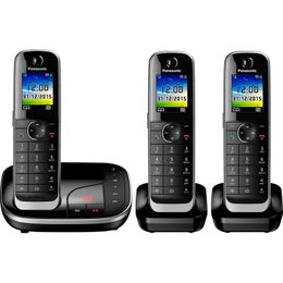 Panasonic Schnurloses DECT-Telefon »KX-TGJ323« (Mobilteile: 3 ) mit Anrufbeantworter schwarz 3 Mobilteile, ECO-Modus / Strahlungsarm