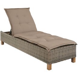 Merxx Gartenliege »Toskana« Polyrattan/Akazie, inkl. Auflage beige Obermaterial: 100% Polyester. Füllung: 100% Polyurethan