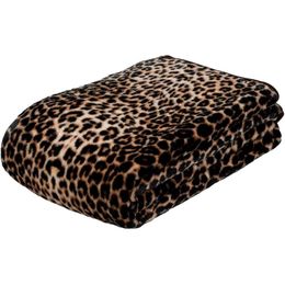 Gözze GÖZZE Wohndecke »Leopard« mit gedrucktem Motiv, Kuscheldecke braun Obermaterial: 100% Polyester B/L: 150 cm x 200 cm