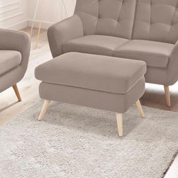 exxpo - SOFA FASHION Hocker »Scandi bequem und elegant mit hohem Holzfuß« bequem und elegant mit hohem Holzfuß dunkelgrau