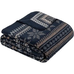 Ibena Wohndecke »Skien« mit Norwegermuster blau/grau Obermaterial: 58% Baumwolle, 35% Polyacryl, 7% Polyester B/L: 150 cm x 200 cm