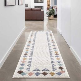 Carpet City Hochflor-Teppich »Focus 3034« rechteckig 20 mm Höhe Läufer, Boho, Hochtief-Muster/ 3D-Effekt, für Wohnzimmer, Schlafzimmer mehrfarbig...