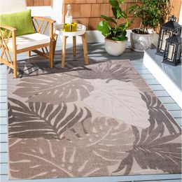Sanat Teppich &raquo;Floral Outdoor&laquo; rechteckig 6 mm H&ouml;he In- und Outdoor geeignet, florales Design, Balkon, Terasse beige Kunstfaser