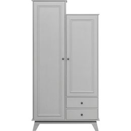 Woood Garderobenschrank »Lily« massives Kiefernholz, mit Kleiderstange, H 190 cm x B 98 cm grau Klassischer Gaderobenschrank